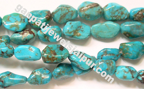 Turquoise(Genuine) Semi Precious Gemstone Plain Tumble Nuggets Beads ...